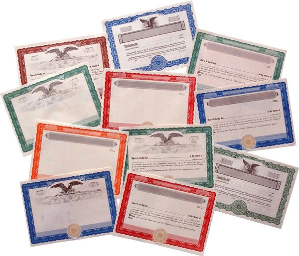 Stock Certificates Border Only Blank Stock Certificates Stock 